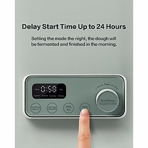 MOKKOM Electric Dough Maker with Proof Dough Function, Microcomputer Timing, 4.5Qt 304 Stainless Steel Bowl, Dough Mixer with Stuffing Blade, Green