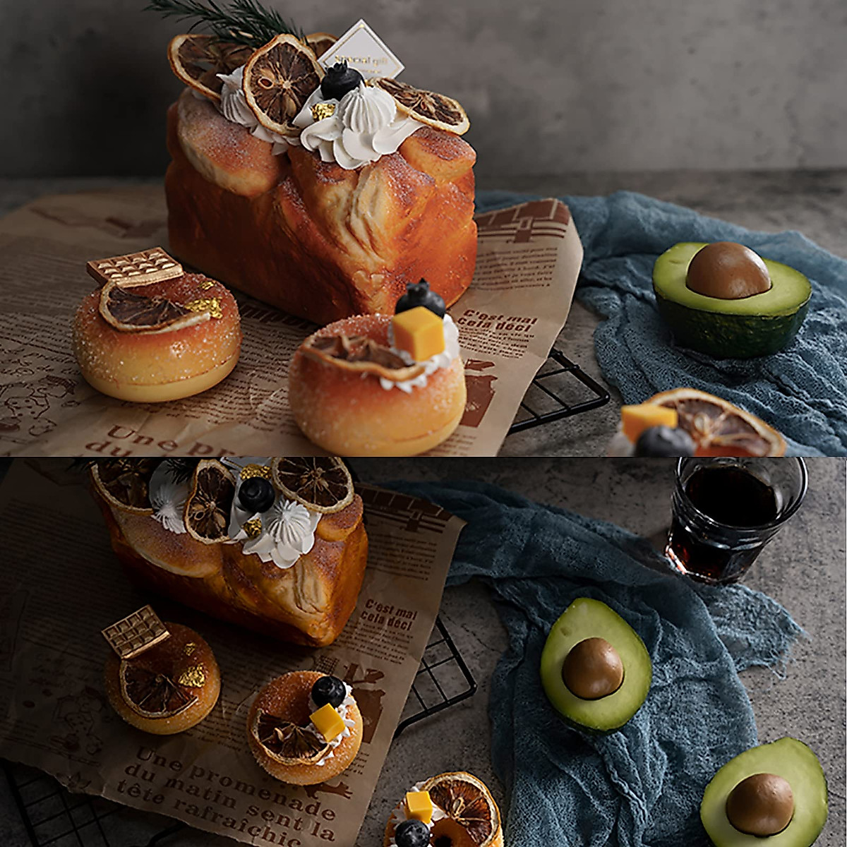 2 PCS Boards Photo Backdrop for Flat Lay, Food Photography Background 24x24 Inch, BEIYANG (Black Walnut+Dark Gray)