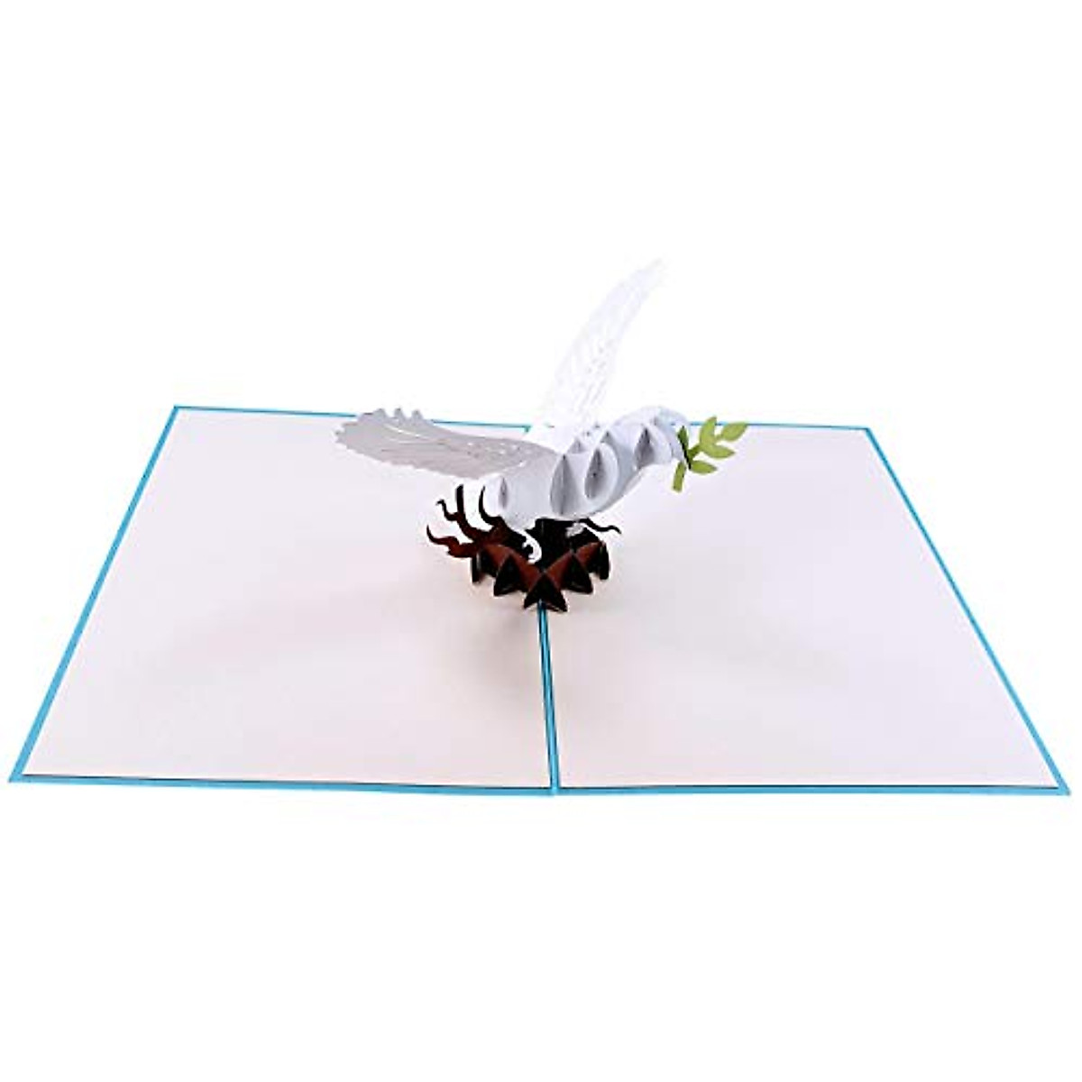 iGifts And Cards Inspirational White Dove with Olive Branch 3D Pop Up Greeting Card - Religious Sympathy Card, Condolences Card, Congratulations Ordination Gift, Beautiful Priest Appreciation Present