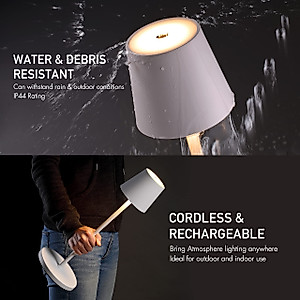 O’Bright Sandy- Cordless LED Floor Lamp for Outdoor/Indoor, Rechargeable, Water Resistant, Dimmable, Carry Light, Adjustable Height Stand Lamp for Patio, Living Room, Bedside, Table Night Lamp, White