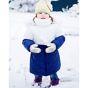 SATINIOR 6 Pieces Baby Winter Hats Infant Winter Warm Knitted Hat Gloves Set Toddler Beanie Mitten Gloves Set Newborn Baby Classic Beanie Warm Knitted Hats with Bow, Gray, White and Pink