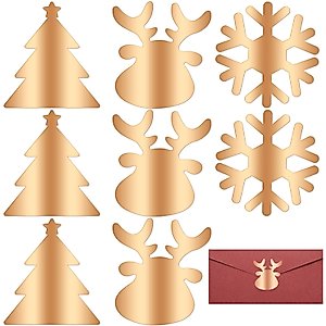 420 Pcs Christmas Envelope Seal Stickers 2 Inch Adhesive Gold Foil Stickers for Envelopes Elk Snowflake Christmas Tree Labels Christmas Tags for Envelopes Greeting Cards Biscuit Bags Present Boxes