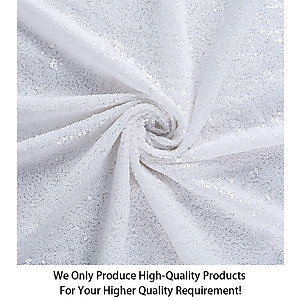 ShiDianYi White Sequin Fabric 3FT 1 Yard Sequin Fabirc for Sewing Glitter Fabric by The Yard White Sparkle Fabric for Dress Sequin Mesh Fabric for Baby Shower Party Decoration