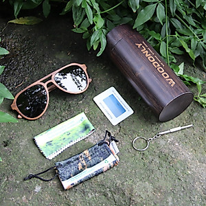 WOODONLY Aviator Wood Polarized Sunglasses - Cool Style Wooden Sun Glasses with Bamboo Case for Men and Women Perfect Gifts (walnut)