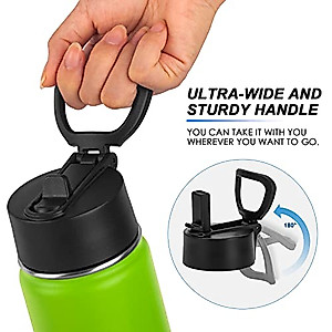 Koodee 16 oz Water Bottle-Stainless Steel Double Wall Vacuum Insulated Wide Mouth Water Flask with Straw Lid, BPA Free(Apple Green）