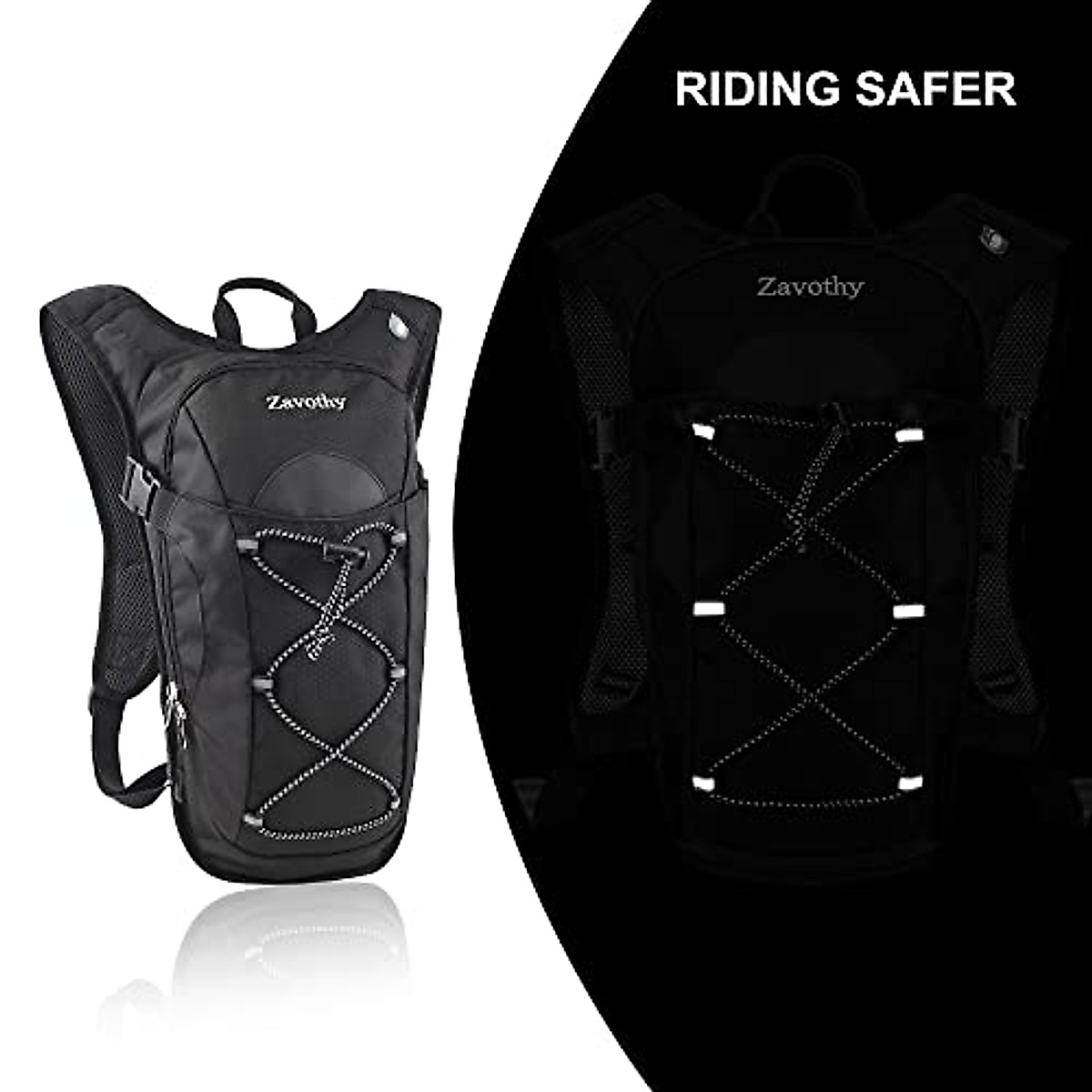 Zavothy Lightweight Hydration Backpack with 2L Water Bladder Water Backpack Hydration Pack for Cycling Running Biking Hiking Backpack Black