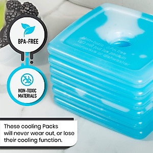 Dynamic Gear Reusable Ice Packs (6 Pack) for Lunch Box - Slim, Lightweight Freezer Cold Packs for Coolers, Lunch Boxes & Camping