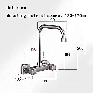 Faucets,Wall-Mounted Kitchen Spin Hot and Cold Faucet Bathroom Bathtub 304 Stainless Steel in-Wall Faucet Cold Heat (A) (C)