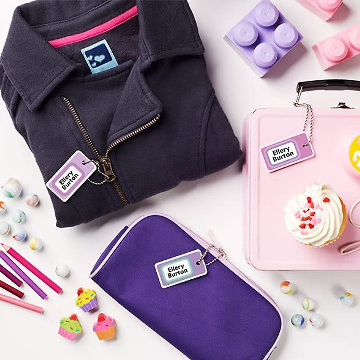 Spongebob Squarepants Theme 3 Mini Personalized Waterproof Custom Name Bag Tags with Chain attachments