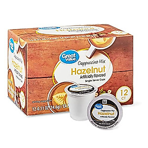 Great Value Cappuccino Coffee and Hot Drink Single Serve Pods, 12 Count (Hazelnut Cappuccino, Pack of 3)