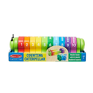 Melissa & Doug Counting Caterpillar - Classic Wooden Toy With 10 Colorful Numbered Segments