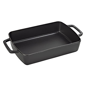 Staub Cast Iron 12-inch x 8-inch Roasting Pan - Matte Black, Made in France