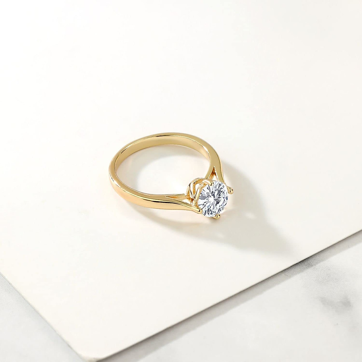 Gem Stone King White Moissanite Wedding Engagement Solitaire Anniversary Promise Ring (0.80 Cttw, Round 6MM, Available In Size 5, 6, 7, 8, 9)