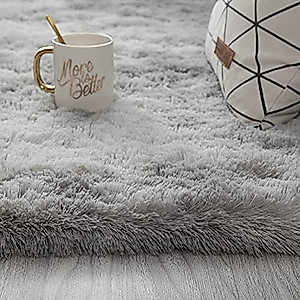 Soft Fluffy Area Rug,Super Cozy Plush Shaggy Rug for Living Room Bedroom Home Decor, Fuzzy Carpet for Kids Girls Nursery Dorm (Grey, 5.3x7.5 Feet)
