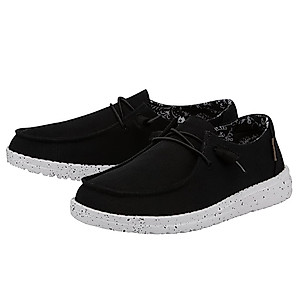 Hey Dude Women's Wendy Canvas Black Odyssey Size 8 | Women’s Shoes | Women’s Lace Up Loafers | Comfortable & Light-Weight