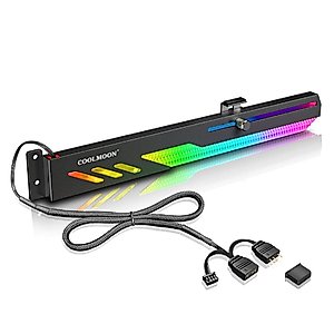 Angitu COOLMOON GT8 Graphics Card Bracket 5V ARGB Multi-Interface Synchronous Horizontal Chassis Decoration GPU Video Card Stand Holder (Black)