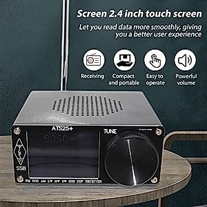 Upgrade 5.2a MAX Version Si4732 ATS-25 All Band Radio Receiver DSP Receiver,FM AM (MW and SW) SSB Shortwave Receiver with Aluminium Alloy Case,Support Type-C Charging Interface