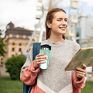 Hasdon-Hill Cute Llama Flora Travel Mug with Wrap and Black Lid, Stainless Steel Tea Cup for Women Aunt Mom Friends Birthday Gifts 12 Oz