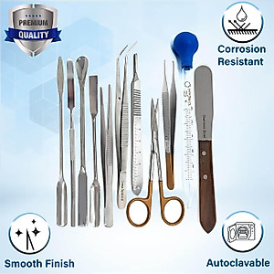 A2Z Scilab 11 Pcs Lab Micro Spatula Scoop Spoon Tweezers Sampler Instrument Kit, Made of Stainless Steel - Multi Purpose Laboratory Sampling Mixing Glass Pipette Set - For Starter Science STEM Lab Kit