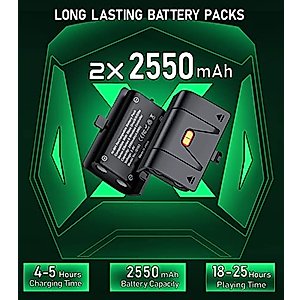 Controller Charger Station with 2x2550mAh Rechargeable Battery Packs for Xbox One/Series X|S Controller, Dual Charging Dock for Xbox One Controller Battery Pack with 4 Battery Covers for Xbox