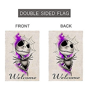 Bysincy Garden Flag Double Sided Burlap,Welcome Quotes House Yard Decoration, America Patriotic Rustic Seasonal Outdoor Yard Flags 12.5 x 18 Inch (Halloween Jack)