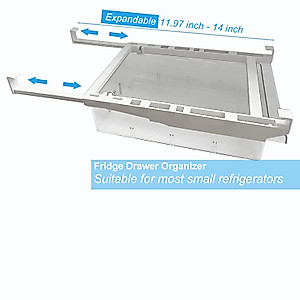Yatmung Fridge Drawer organizer and storage clear box, under shelf drawer refrigerator for Egg/Fruit/Vegetable, refrigerator organizer bins pull out drawer, Adjustable fridge storage containers 2-Pack
