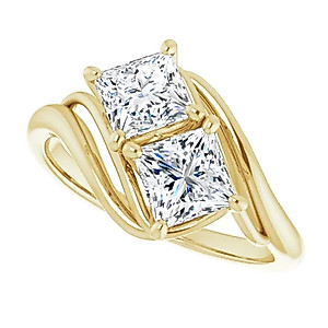 10K Solid Yellow Gold Handmade Engagement Ring 4 CT Princess Cut Moissanite Diamond Solitaire Wedding/Bridal Ring Set for Women/Her Propose Ring (7)