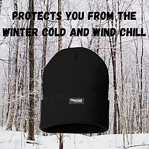 McGuire Gear Thermal Insulated Watch Cap Beanie, 40 Gram Insulation, Water Resistant, Warm Lightweight Winter Hat (Black)
