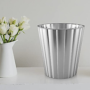 nu steel Round Metal Small 2.5 Gallon Recycle Trash Can Wastebasket, Garbage Container Bin for Bathrooms, Kitchen, Bedroom, Home Office - Durable Stainless Steel - matt Finish