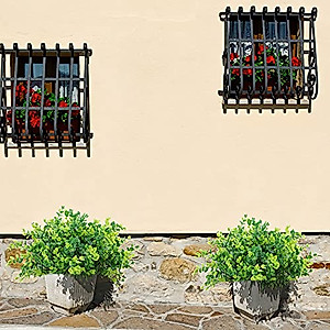 THE BLOOM TIMES Artificial Boxwood (Pack of 6), Artificial Greenery Stems Fake Outdoor Plants UV Resistant for Farmhouse Home Garden Wedding Indoor Outside Decor in Bulk Wholesale