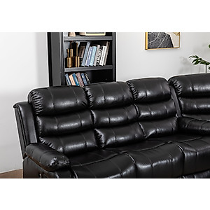 Recliner Sectional Sofa Couches with LED Light for Living Room Home Theater with Cup Holders Console Table Storage