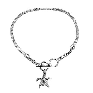 SHOP LC DELIVERING JOY BALI LEGACY 925 Sterling Silver Turtle Charm Tulang Naga Bracelet for Women Jewelry Gifts Size 7.5" 8.20 Grams Birthday Gifts