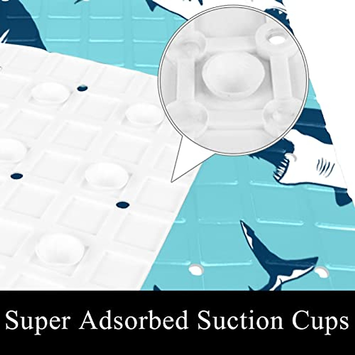 bm21S1HGJ Cartoon Shark Kids Bath Mats for Tub, Non-Slip Bathtub Mat, Shower Mat for Baby Toddler Children, Machine Washable Bathroom Mat- 15.7 x 27.9 in