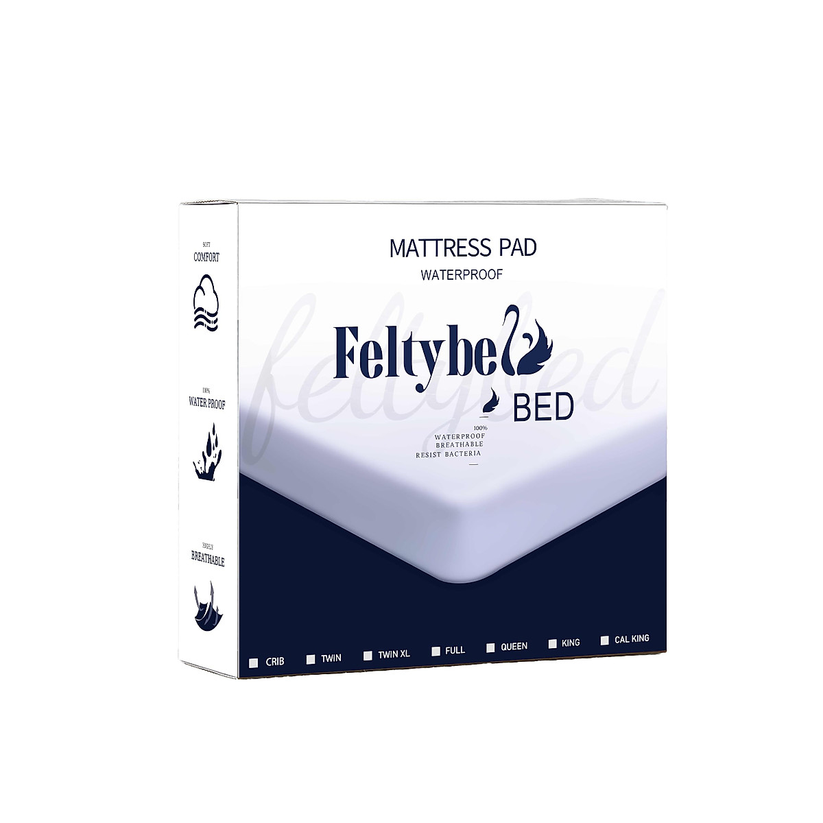 FELTYBED Twin Size 39"x75" Waterproof Mattress Protector, Soft Bed Grey Mattress Cover Twin, Breathable Mattress Pad Cover with Deep Pocket 6"- 15", Noiseless Washable