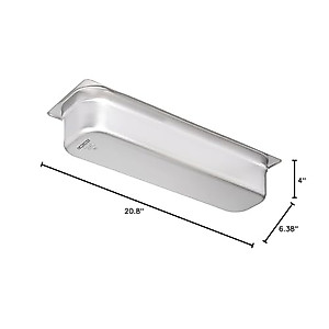 Carlisle FoodService Products CFS 60700HL4 DuraPan Light Gauge Stainless Steel Long Half-Size Food Shotgun Pan, 4" Deep (Pack of 6)