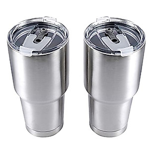30oz tumbler - 2 Pack Insulated Stainless Steel Tumblers with Lids - Double Wall Tumbler Vacuum Insulated - Use it as Travel Mug, Coffee Cup or for Personalized Tumbler with Epoxy, Vinyl, etc.