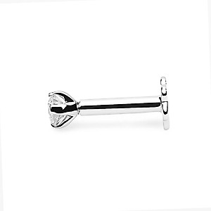 Demira Jewels Elegant 0.06 ct Diamond Nose Stud in 14K White Gold - Internally Threaded Screw Back, HI Color, Versatile Nose Pin, Lip Labret, Monroe Ring.