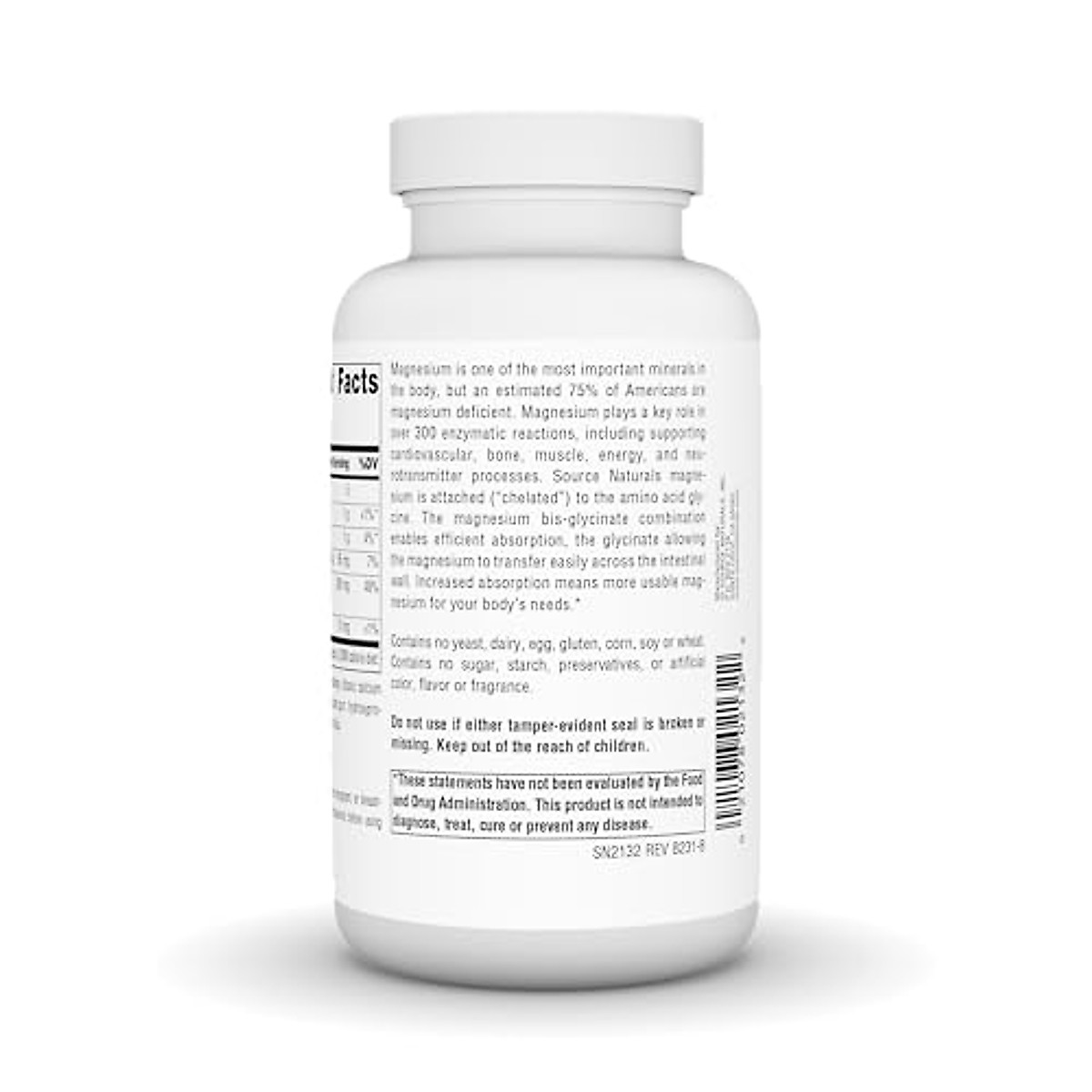 Source Naturals Magnesium Bis-Glycinate, Supports Cardiovascular and Muscle Health* - 120 Tablets
