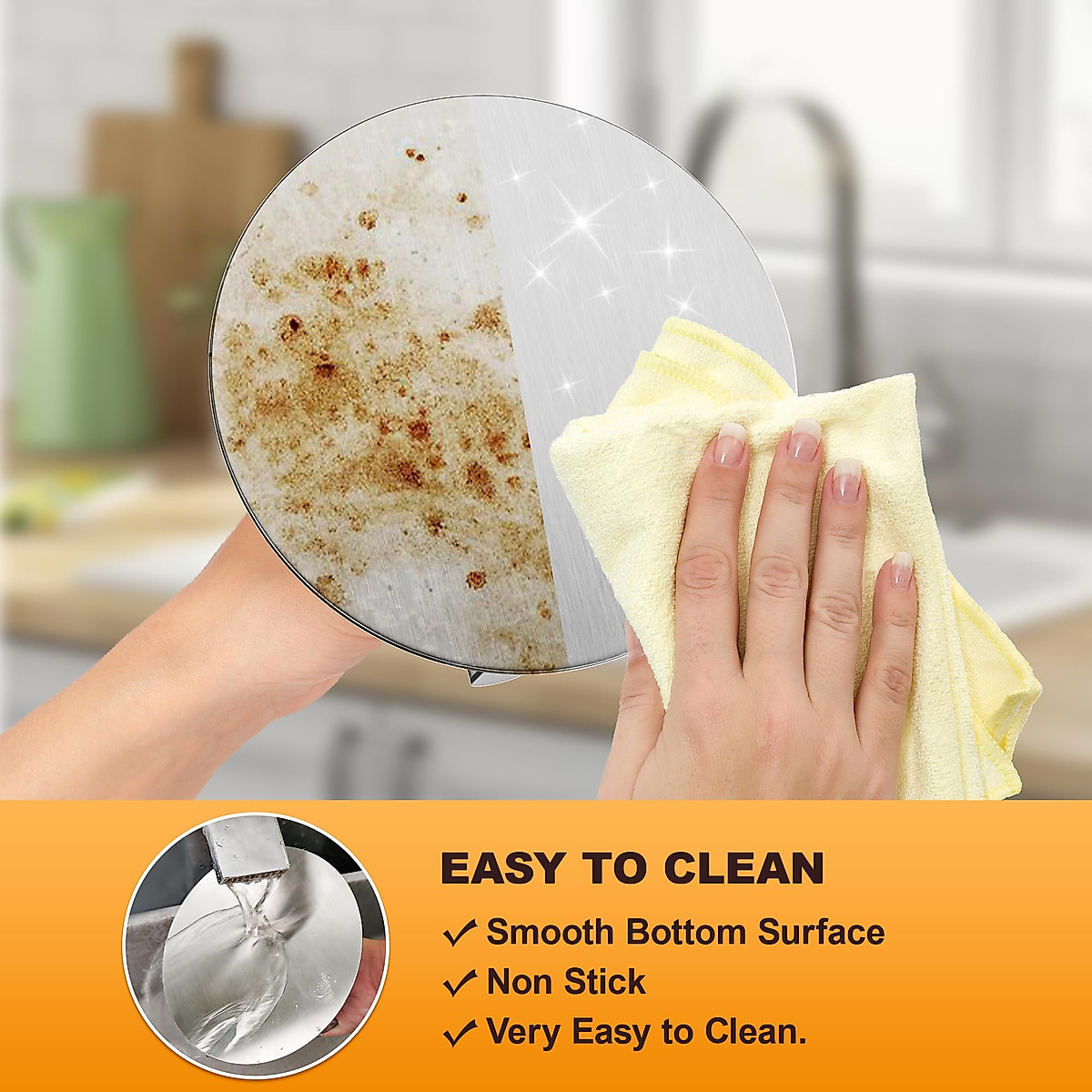 niffgaff Stainless Steel Burger Press, 5.5 Inch Round Burger Smasher, Nonstick Smooth Grill Press for Flat Top Skillet Grill Cooking, Flat Bottom Griddle Accessories Kit