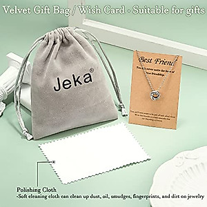 Jeka Best Friend Necklaces, Long Distance Friendship BFF Birthday BestFriend Bridesmaid Gifts for Women Teen Girls Female