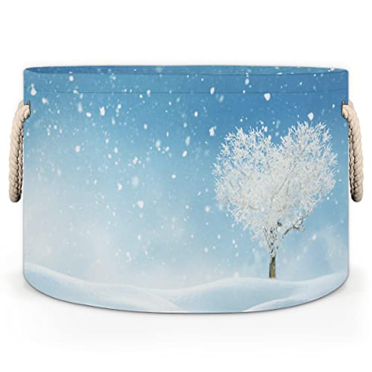 Valentine's Day Heart Pattern (4) Large Round Baskets for Storage Laundry Baskets with Handles Blanket Storage Basket for Bathroom Shelves Bins for Organizing Nursery Hamper Girl Boy