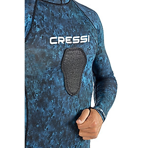 Cressi Hunter Hooded Rash Guard, Blue Camo, M