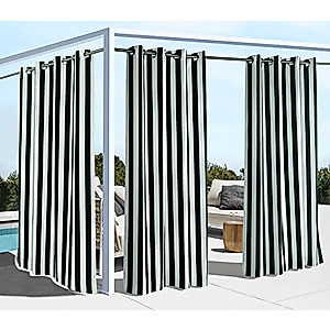 LOFT LIVING Corsica Stripe Indoor/Outdoor Curtain Panel 50" x 96" in Black