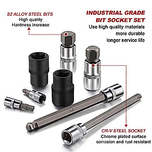 RIMKOLO 107-Piece Allen and Torx Bit Socket Set, 1/4", 3/8" and 1/2" Drive Hex/Ball End Hex/Torx/Extra Long Torx/Tamper Proof Torx SAE & Metric Bit Set