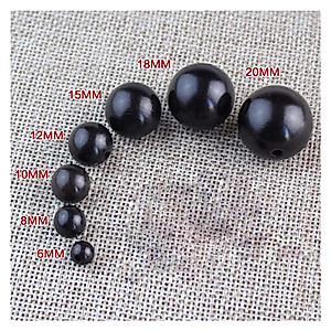 SASHUN YU 20pcs/lot Natural Black Sandalwood Loose Beads 6 8 10 12 15 18 20mm Pick Size Round Charms Wooden Beads DIY Jewelry Making T53 (Color : As Photo 20pcs, Item Diameter : 15mm)