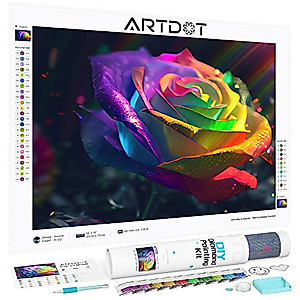 ARTDOT 5D Diamond Painting Kits for Adults, Full Drill Diamond Art Kits, Licensed Colorful Rose Flowers Diamond Painting for Home Wall Decor (Beginner Kit 9.8x13.8 Inches)