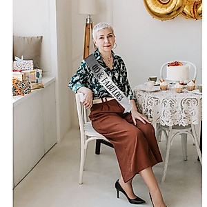 Tihebax 60th Birthday Sash and Tiaras for Women, 60th Birthday Decorations Women Fabulous Sash and Crown for Women 60 & Fabulous Birthday Gifts for Happy 60th Birthday Party Favor Supplies (Silver)