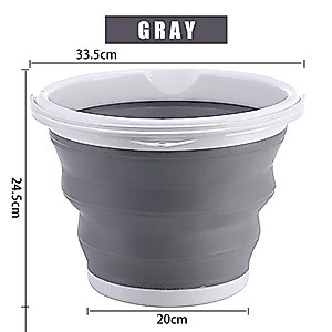 Collapsible Bucket with Handle10L, Mop Bucket?Silicone Portable Fishing Bucket, Bucket for Cleaning, Backpacking, Camping and Outdoor Survival (Gray)