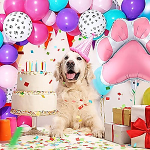103 Paw Print Balloon Garland for Girls, Bone Shaped Foil Balloon Dog Paw Foil Balloons for Dog Kids Girls Birthday Party (Candy Color)