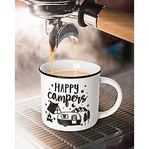 Nefelibata Camping Coffee Mug Christmas Gifts Camping Tea Cups Travel Drinking mugs for Couples, Ceramic Mug His and Hers Anniversary Present Gifts Set of 2